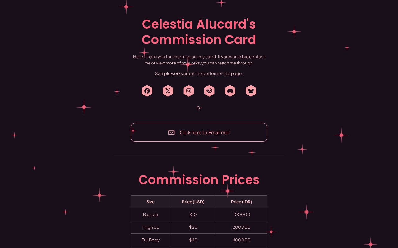 Celestia Alucard's Commission Carrd